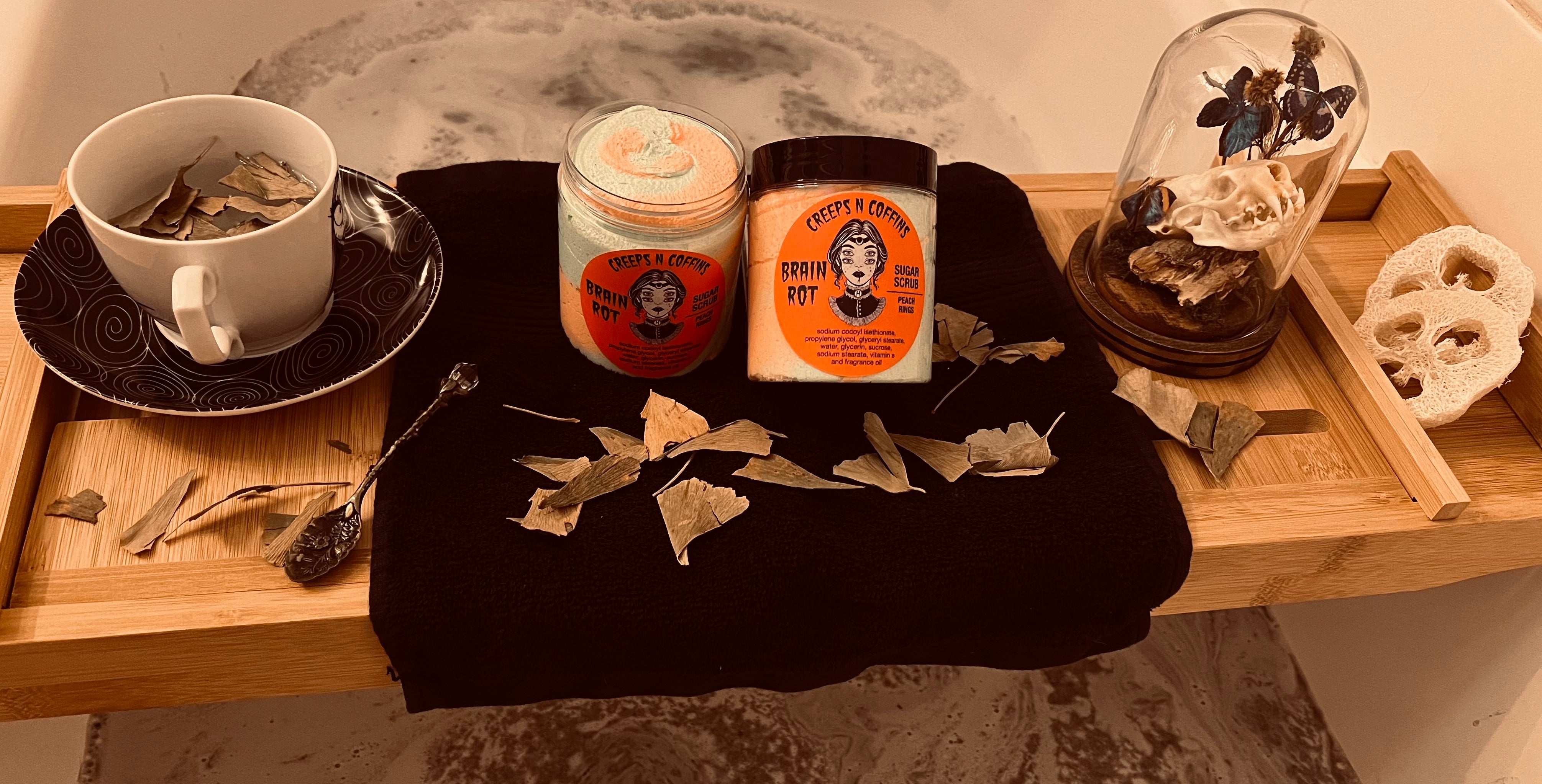 Brain Rot (Peach Rings) whipped Sugar Scrub – Creeps N Coffins